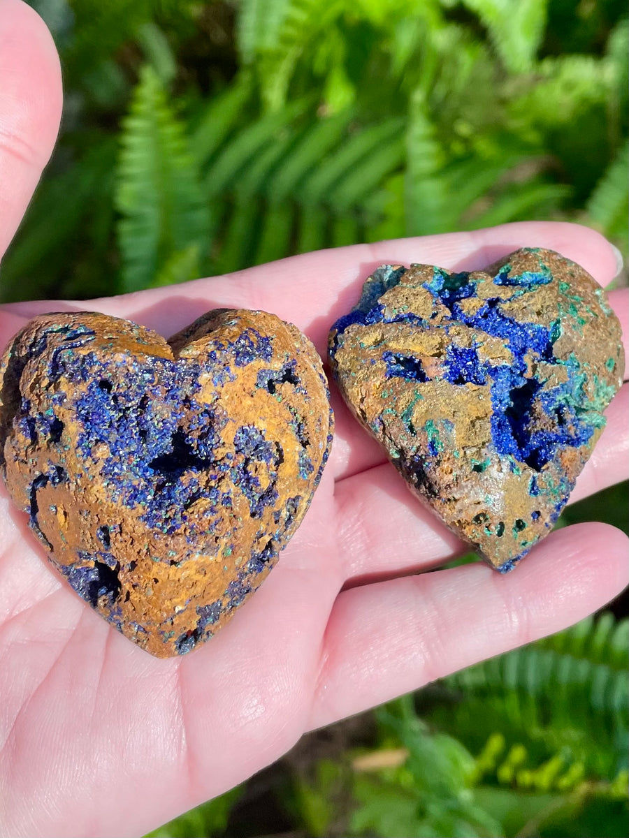Azurite in Malachite Druzy Heart