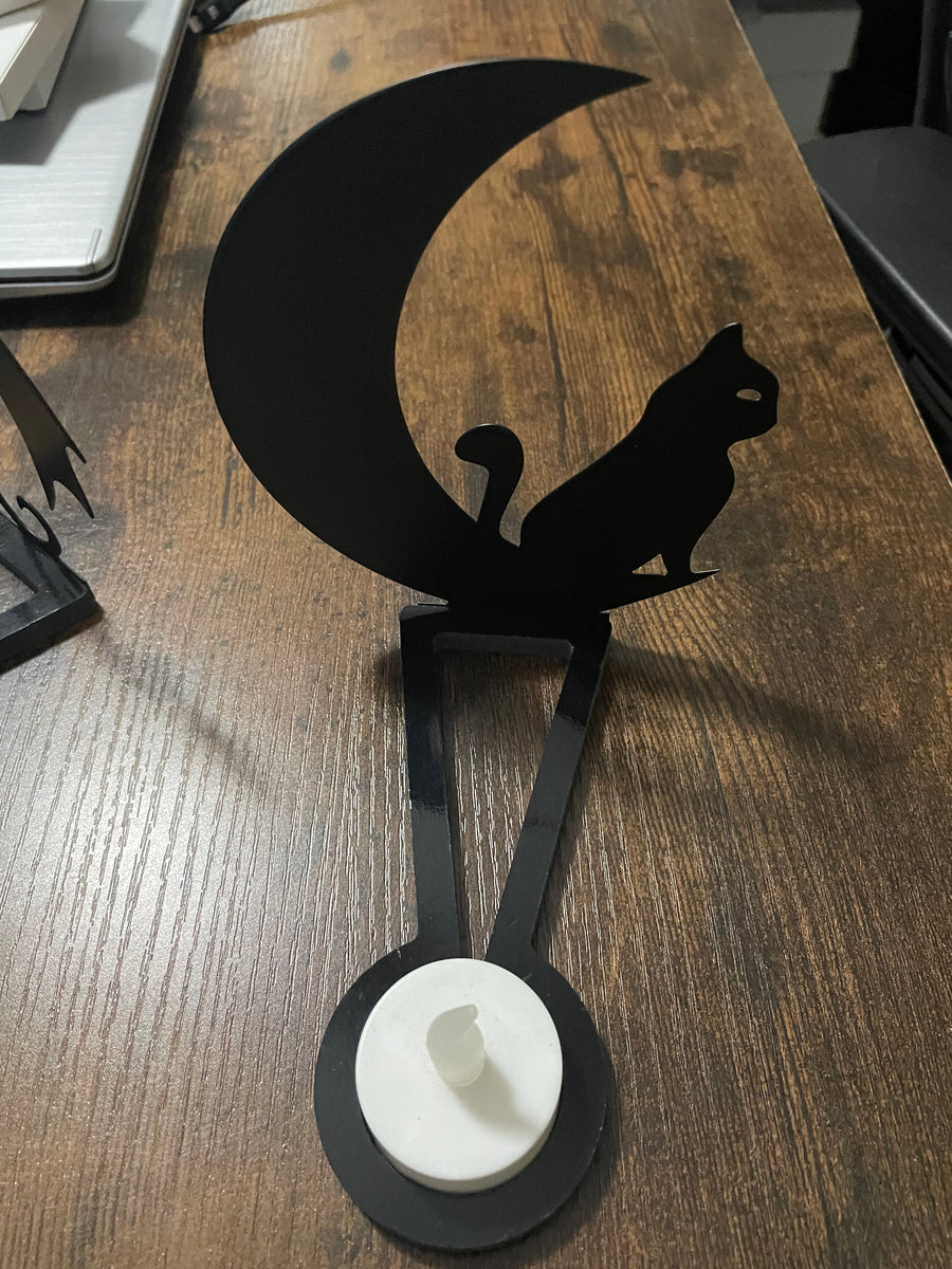 Cat and Moon Shadow Stand Tea Light Holder