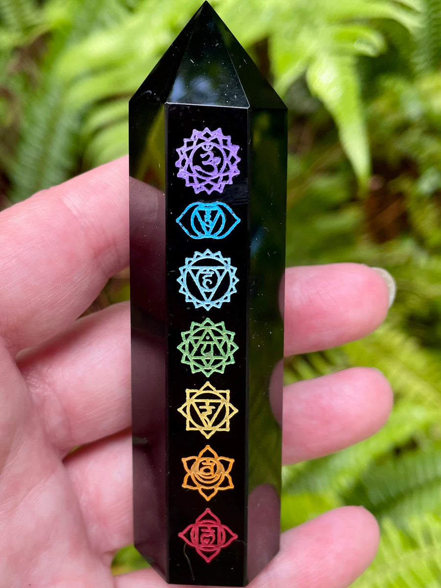 Black Obsidian Chakra Healing Wand