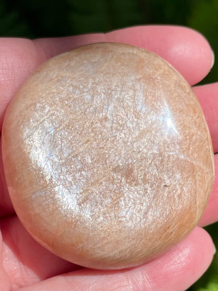 Flashy Peach Moonstone Palm Stone