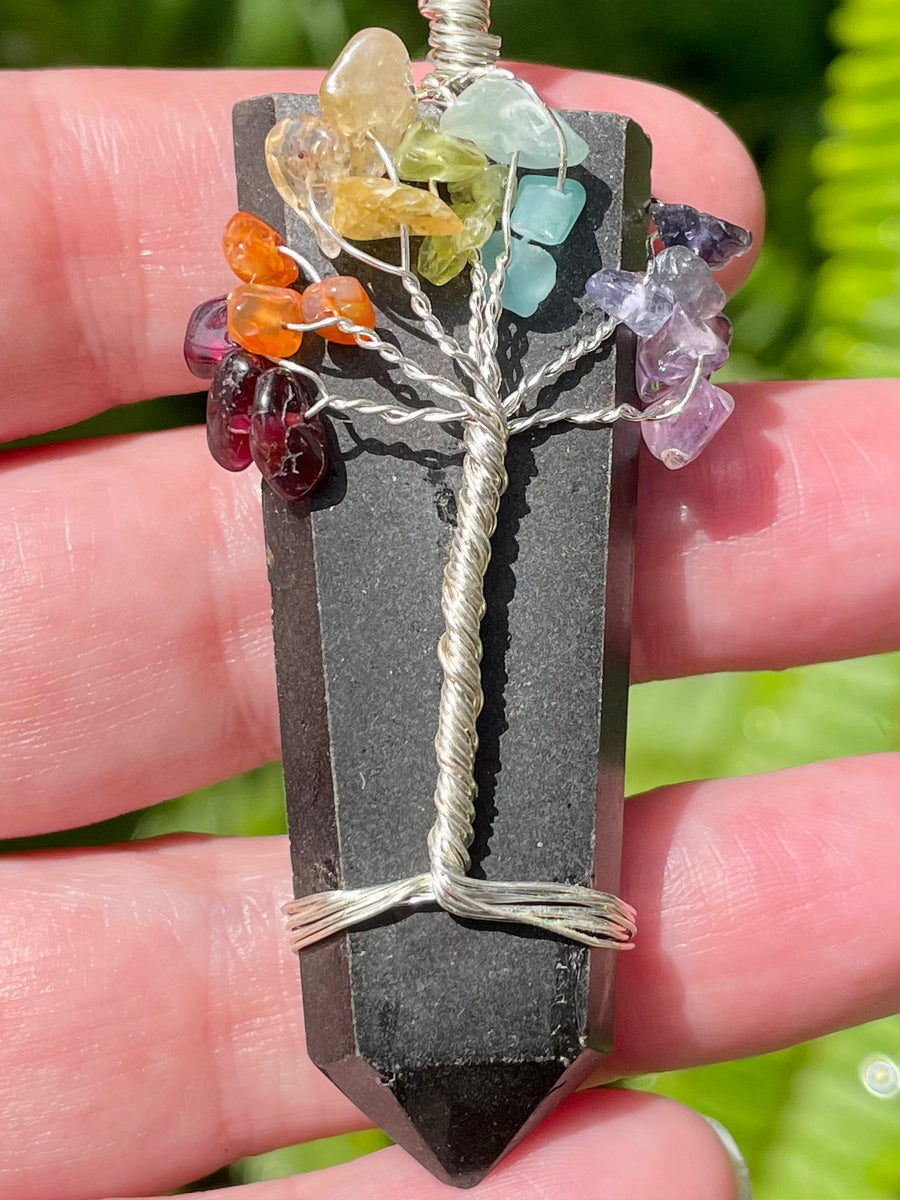 Shungite Chakra Tree of Life Pendant