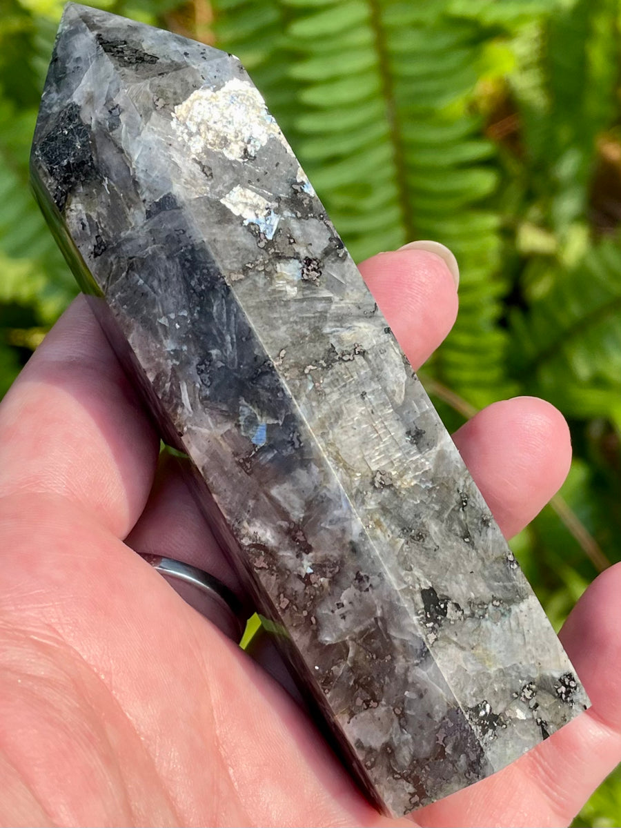 Beautiful Black Moonstone (Larvikite) Towers