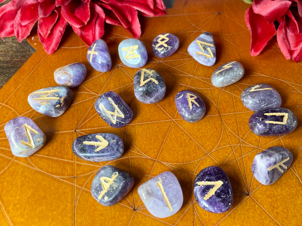 Purple Amethyst Rune Divination Set