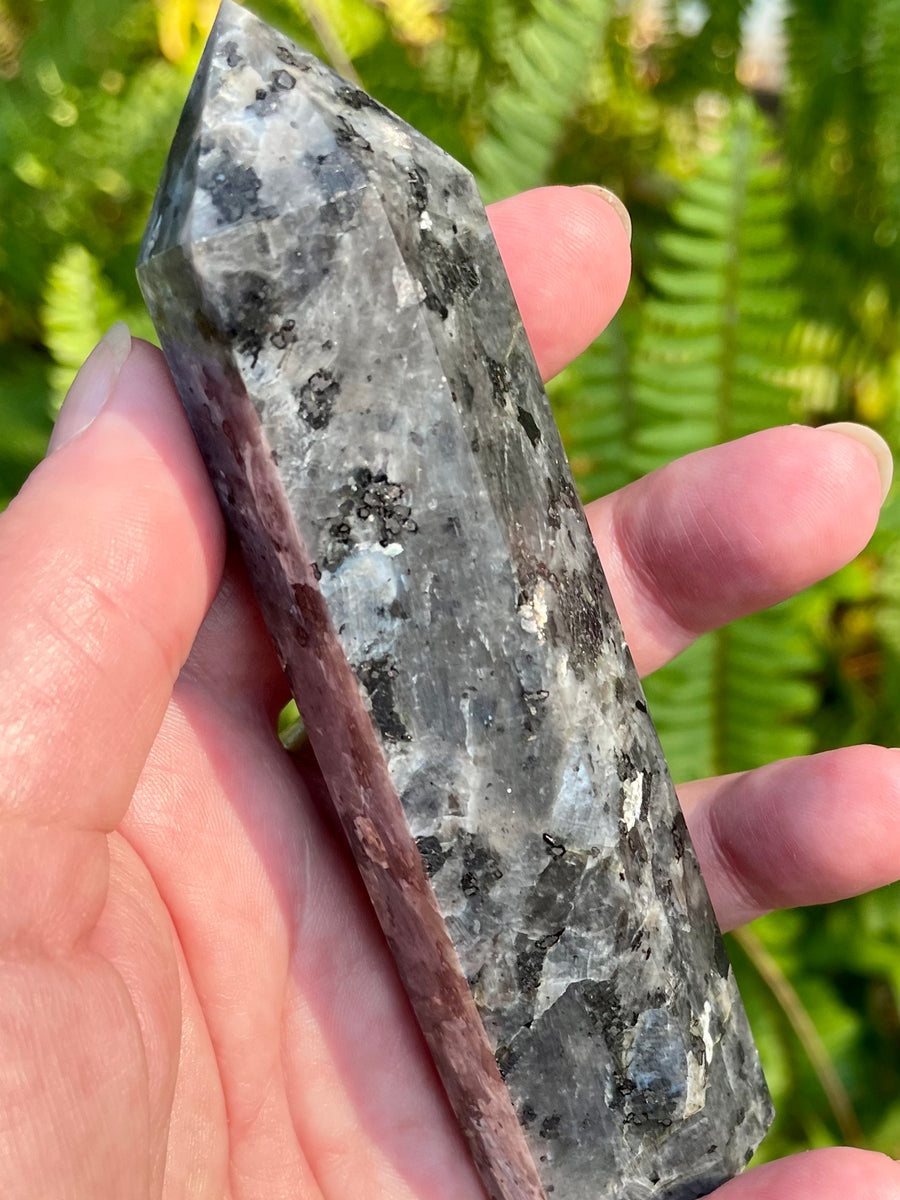 Beautiful Black Moonstone (Larvikite) Towers